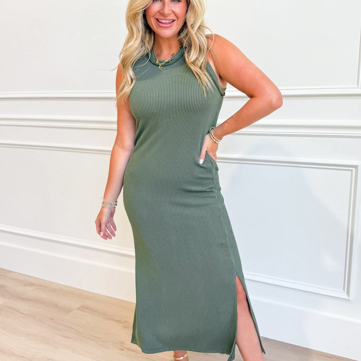 Blakely Ribbed Midi Dress – Be You Boutique